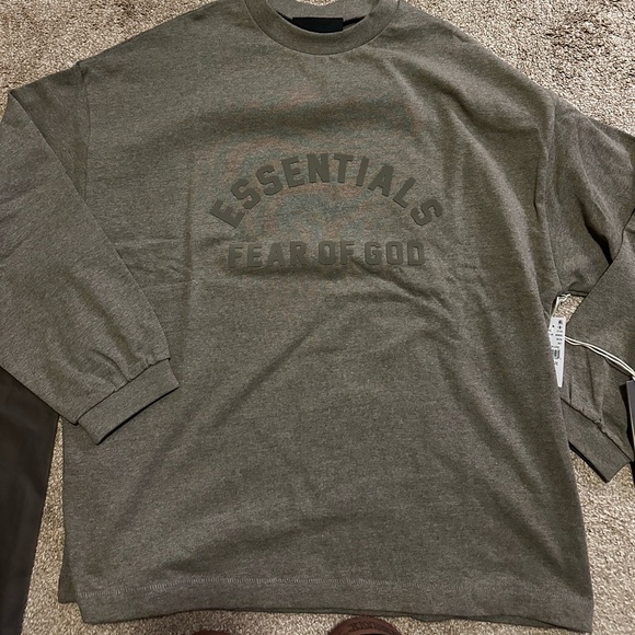 Fear of God | Shirts | Fear Of God Essentials Long Sleeve Dark Grey ...